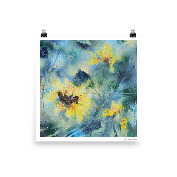 🌻 Original Art by Nymphya Print "Summer Light of Sunflowers" 12" x 12 ...